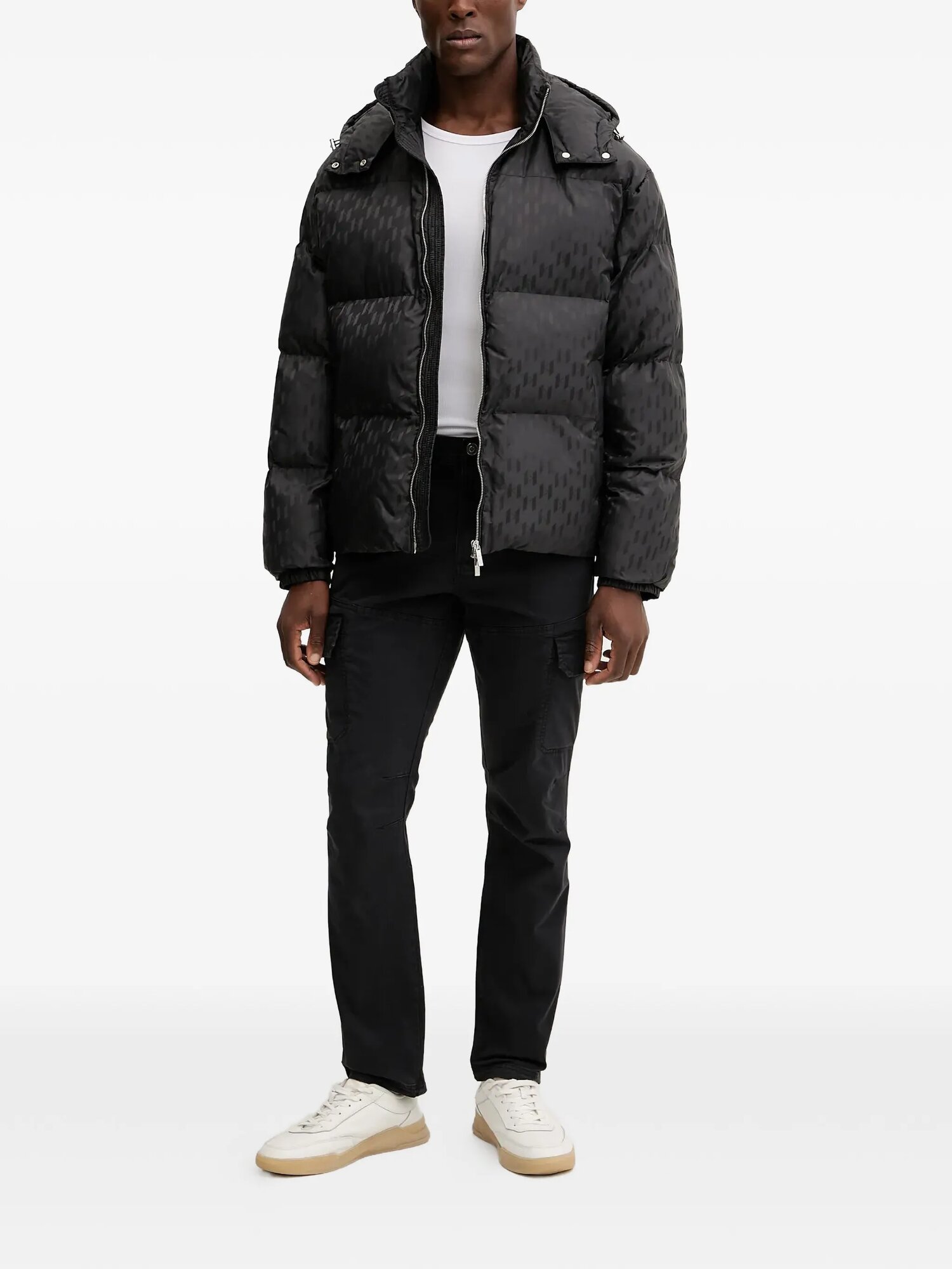 Куртка Karl Lagerfeld Hooded patterned jacket, размер 56, black/black — фото 1