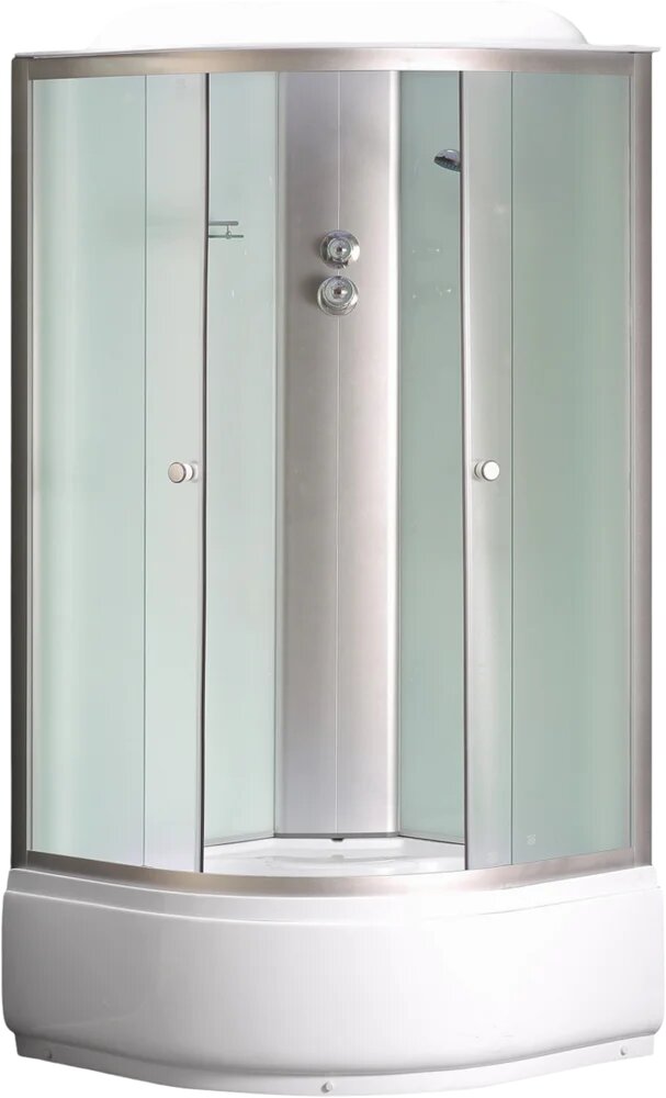 Душевая кабина EvaGold F902WS 90х90 см, четверть круга, высокий поддон, матовый хром, белая задняя стенка