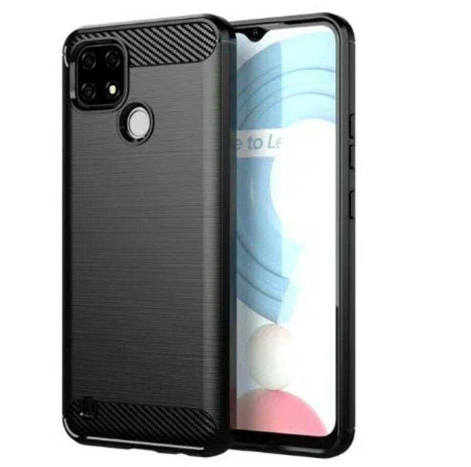 Чехол-панель-бампер для Samsung Galaxy M52 5G из тончайшего и прочного силикона с матовой отделкой «под карбон» черный