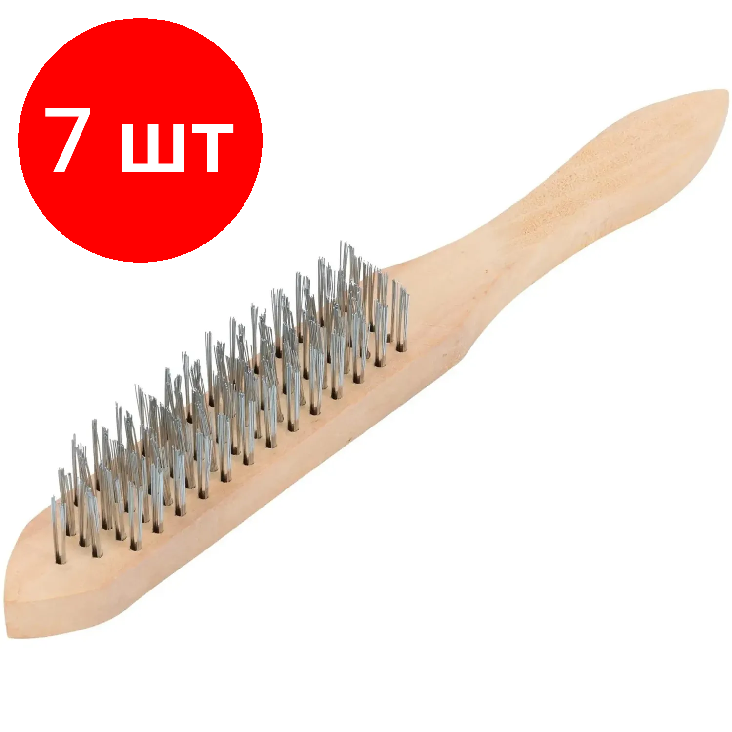 Комплект 7 штук, Щетка металлическая 5-рядная с деревянной ручкой SPARTA (748245)