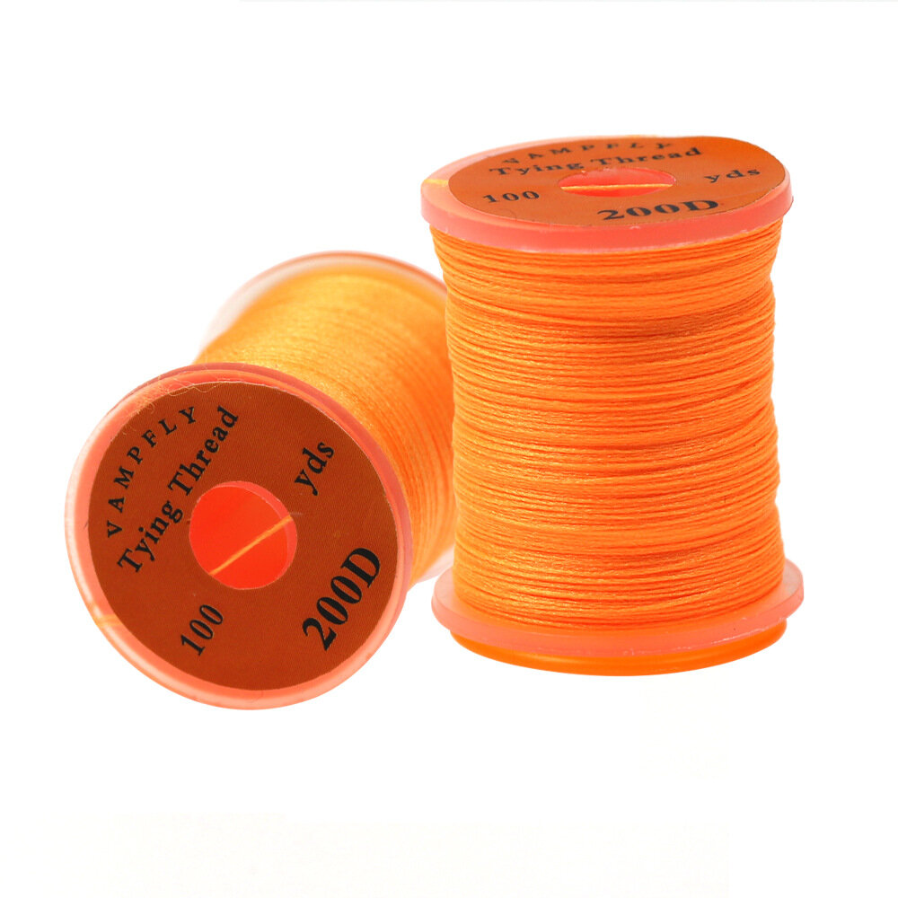 Леска для подвязывания мушек для летающей рыбалки 200D флуоресцентного цвета с волосными крючками, рекомендация для ручного подвязывания крючков (Флуоресцентно-оранжевый)
