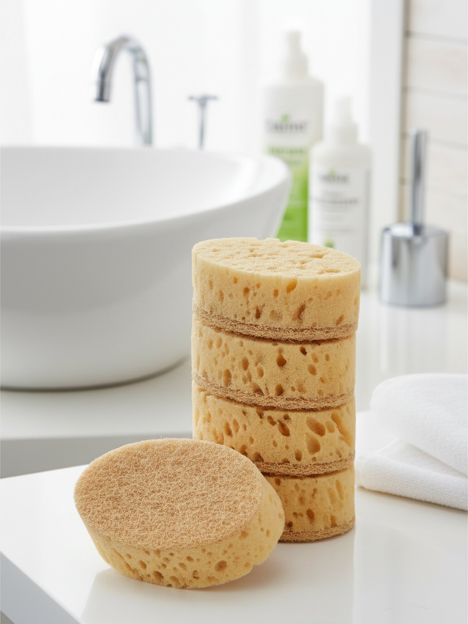 Губки для посуды Марья Искусница, набор 5 шт, бежевые, поролон и абразивная фибра, 9.5х6.5х3 см, хозяйственные товары