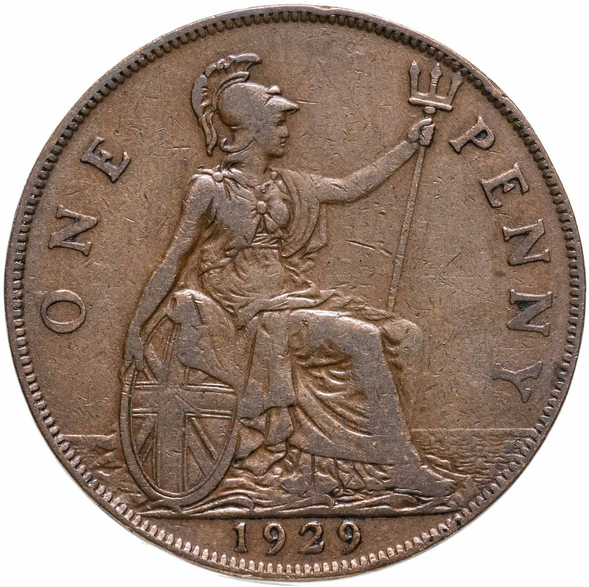 Великобритания 1 пенни penny 1929, Бронза, в сохранности VF