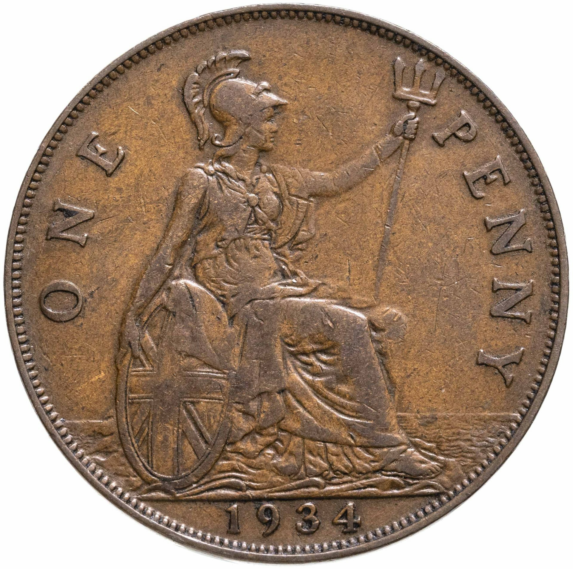Великобритания 1 пенни penny 1934, Бронза, в сохранности VF-XF