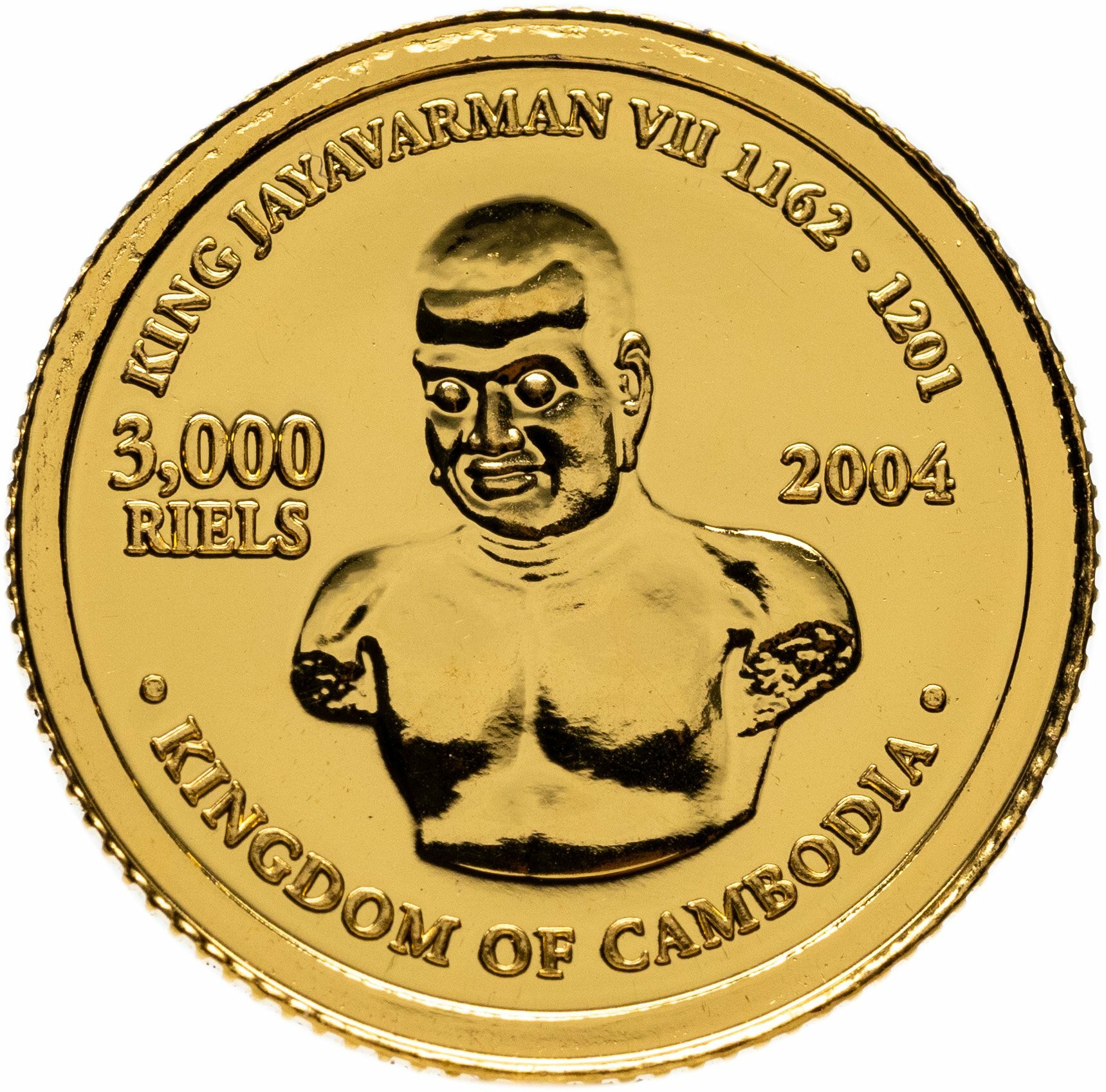 Камбоджа 3000 риелей 2004 Proof "Чудеса света - Сфинкс и пирамида", Золото 999