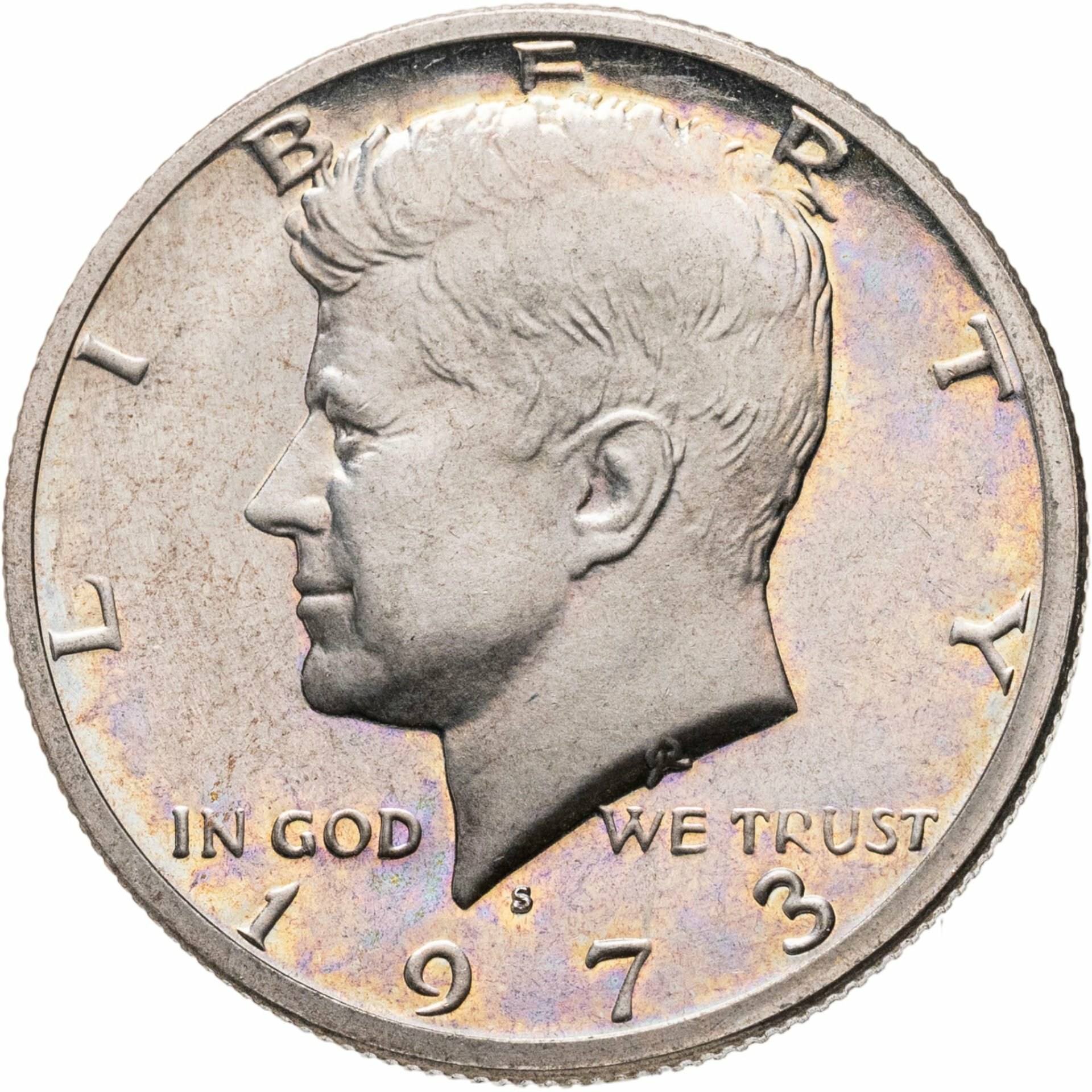 США 50 центов 1/2 доллара, half dollar 1973 "Kennedy Half Dollar Кеннеди" S, Медь с медно-никелевым покрытием, в сохранности AU