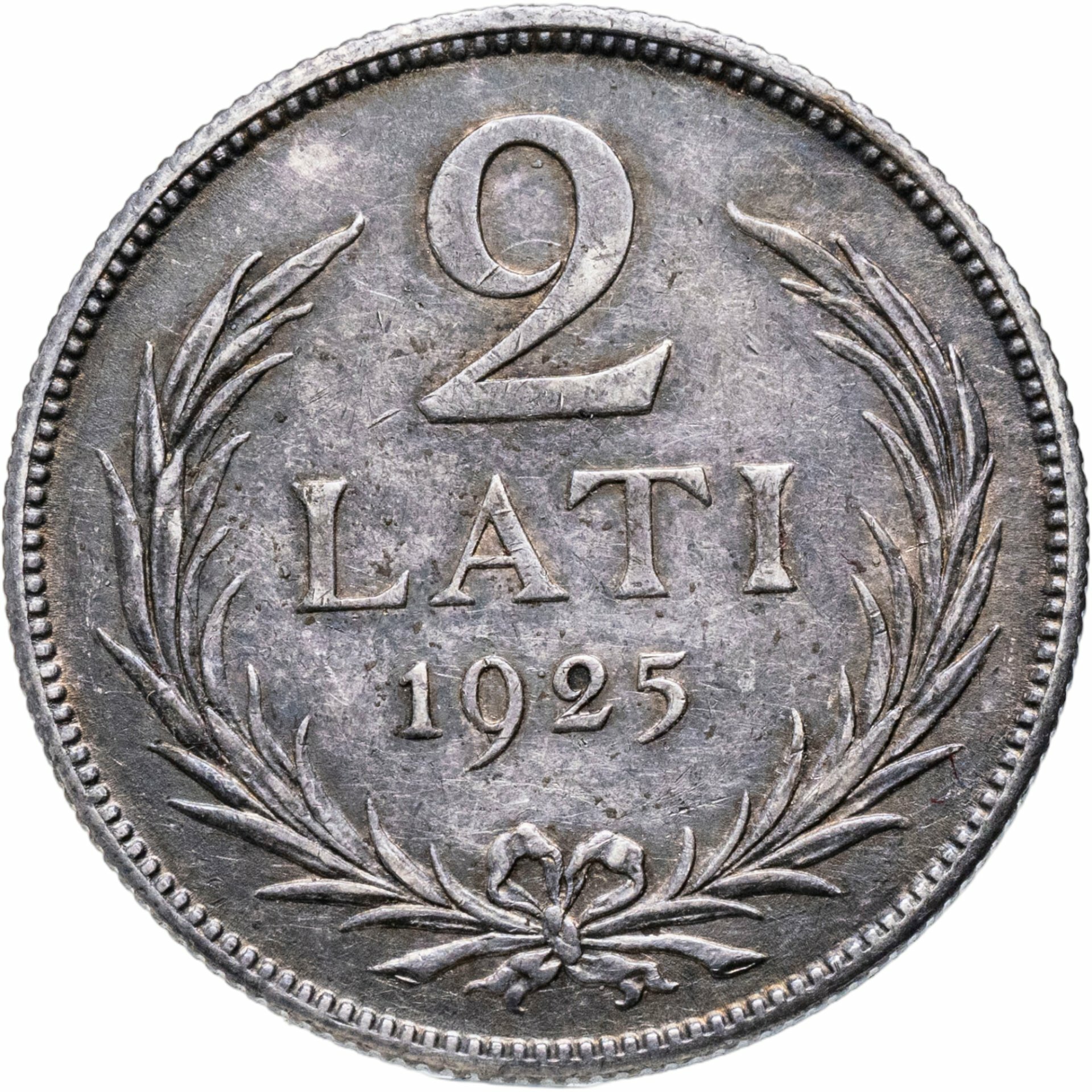Латвия 2 лата lati 1925, Серебро 835, в сохранности XF