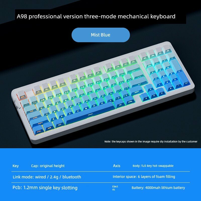 Механическая беспроводная клавиатура Daryou A98 Professional Edition с боковой гравировкой, настраиваемая, RGB, с