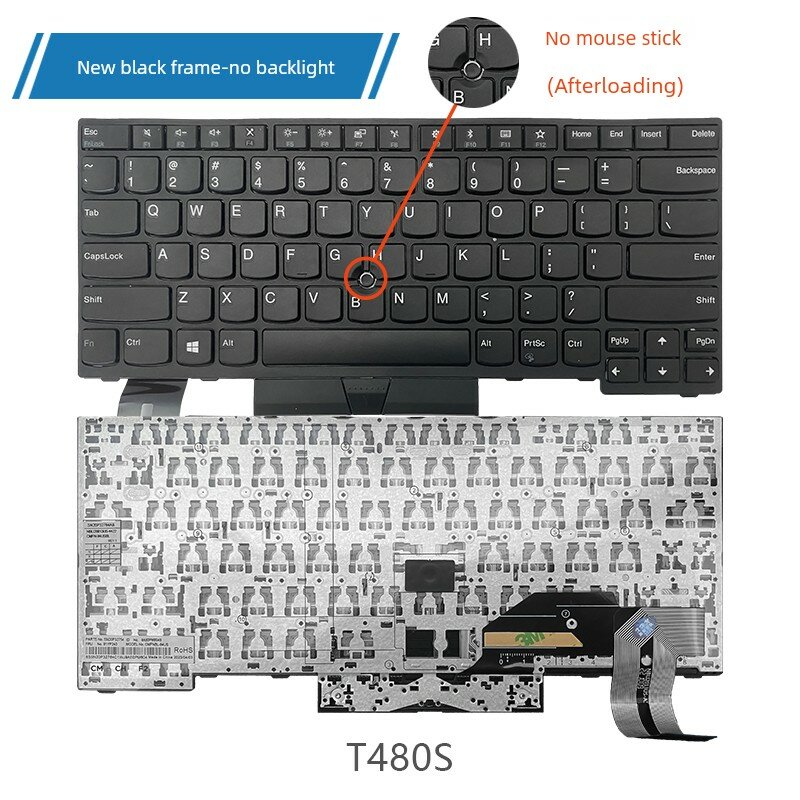 Подходит для клавиатуры ноутбуков Thinkpad13, Lenovo T460S, T470S, T460, T470P, T480, S2. T480S, черная рамка, без