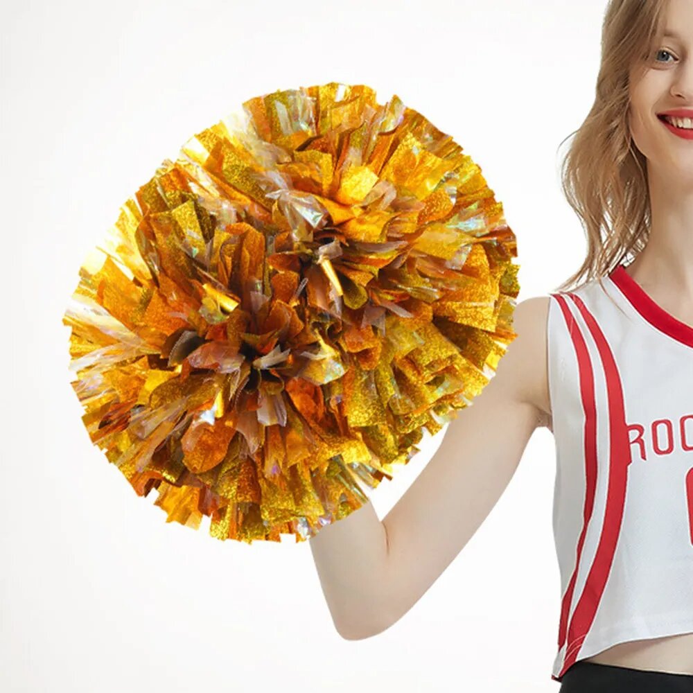 Двухсторонние помпоны для черлидинга: металлические блестки, прочная ручка