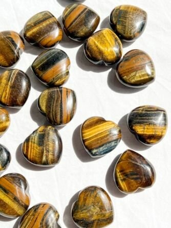 Натуральный тигровый глаз 30 мм в форме сердца камень силы и уверенности, золотисто-коричневый