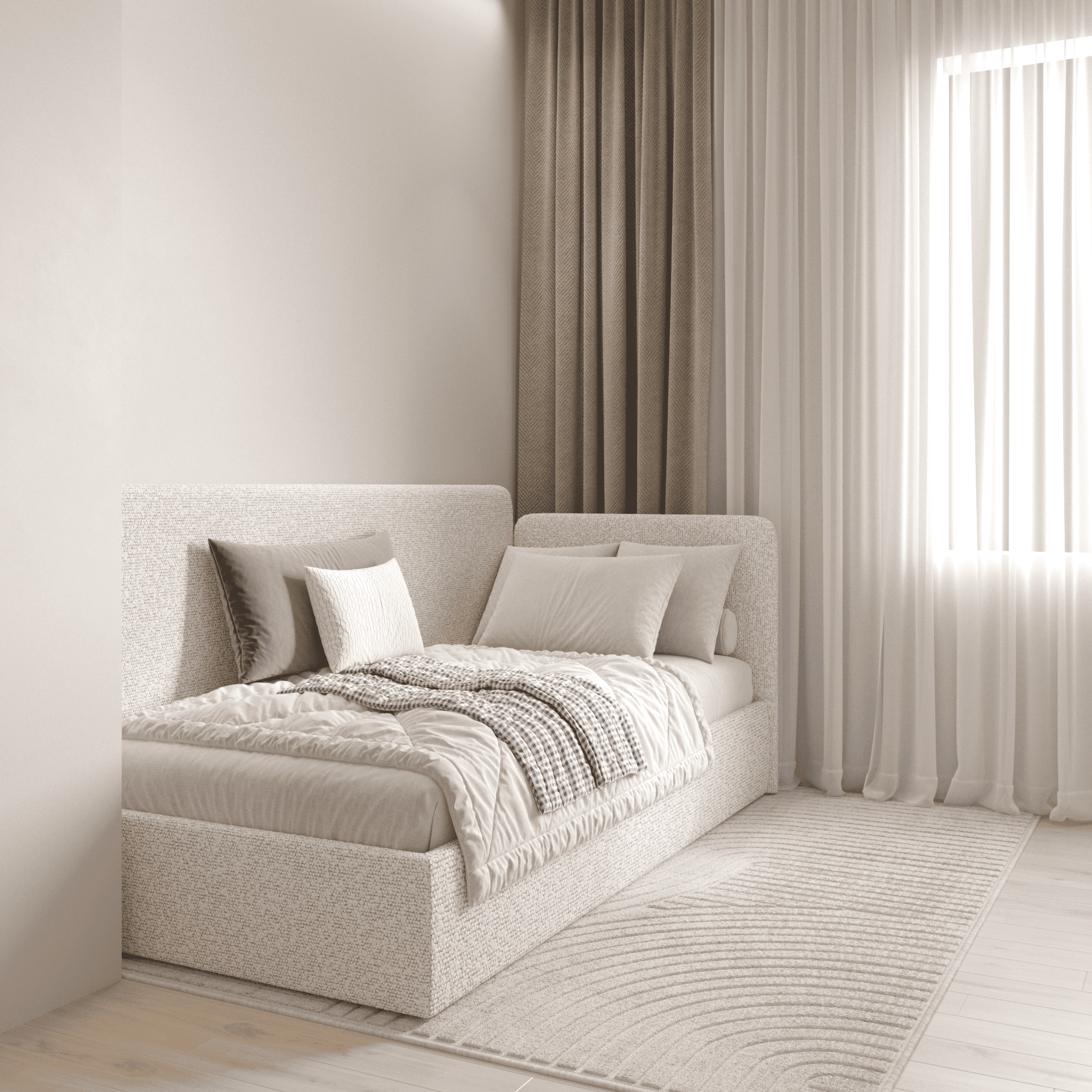 Кровать детская дизайнерская «Терра», ткань букле , мягкая кровать