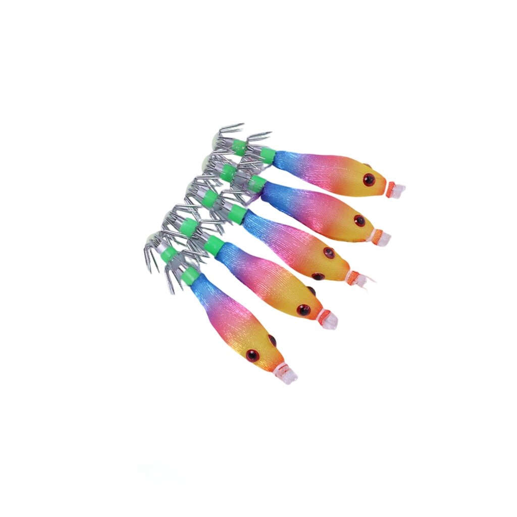 5 маленьких морских кальмаров для ловли поддельных креветок деревянные креветки-желто-синий градиент