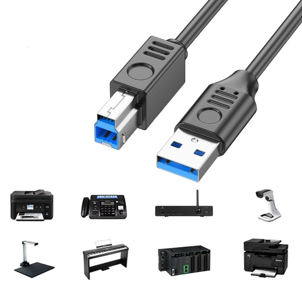 Кабель USB B–USB A 3.0 для принтера, 0.3m — фото 1