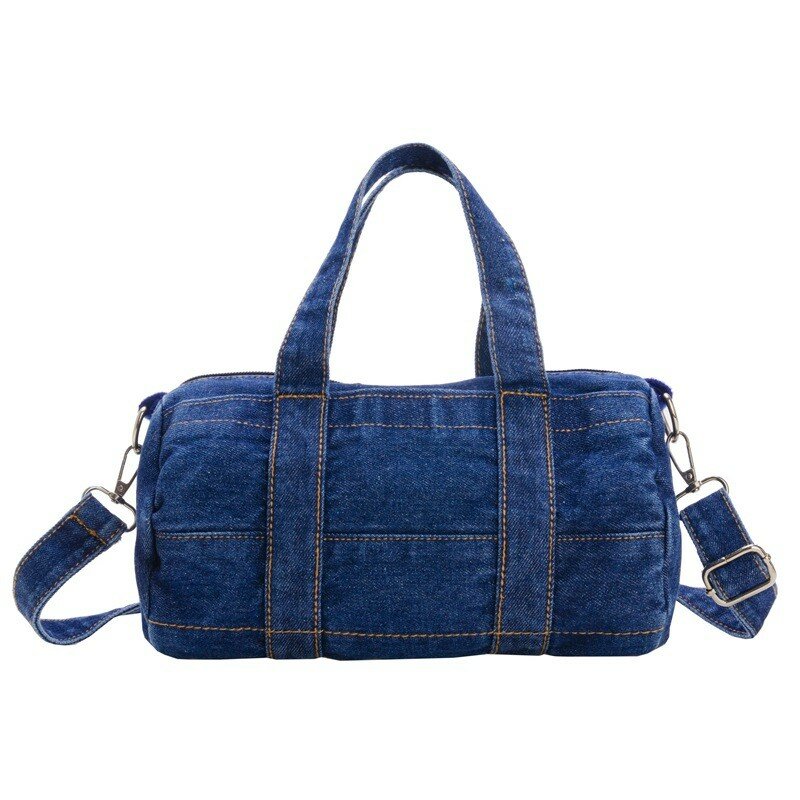 Chic сумка-мешок для детей из канваса с однотонным цветом модная джинсовая сумка через плечо для мальчиков и девочек темно-синий