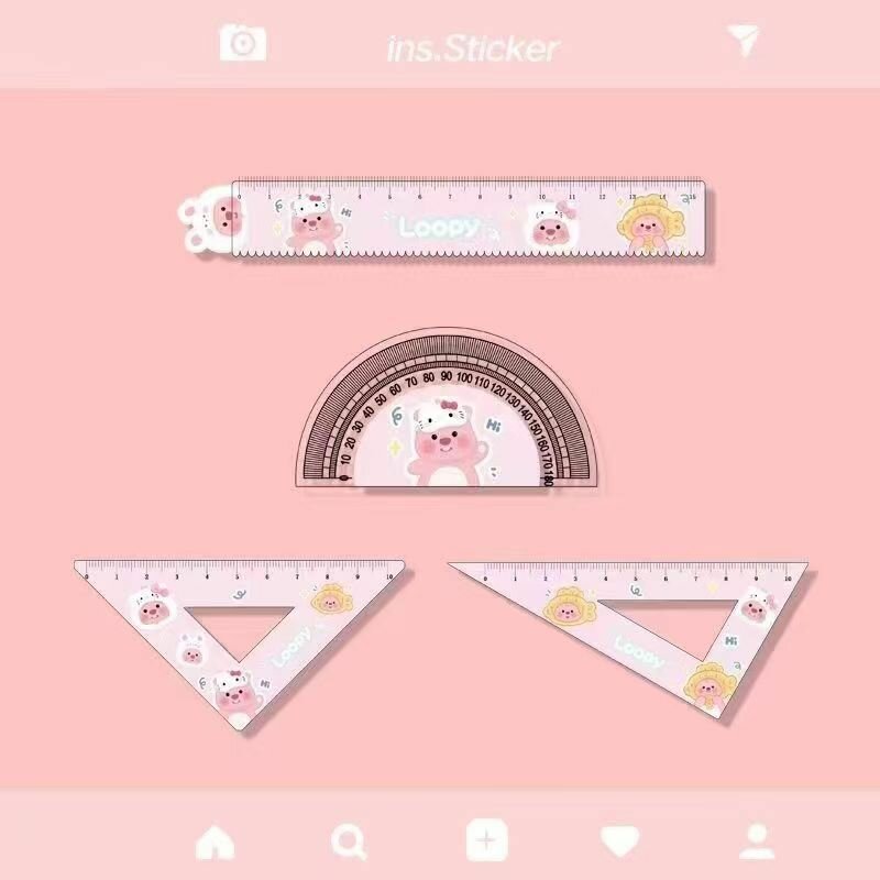 Набор линеек Princess Please Study, высококачественные линейки для студентов, полный набор, треугольная линейка