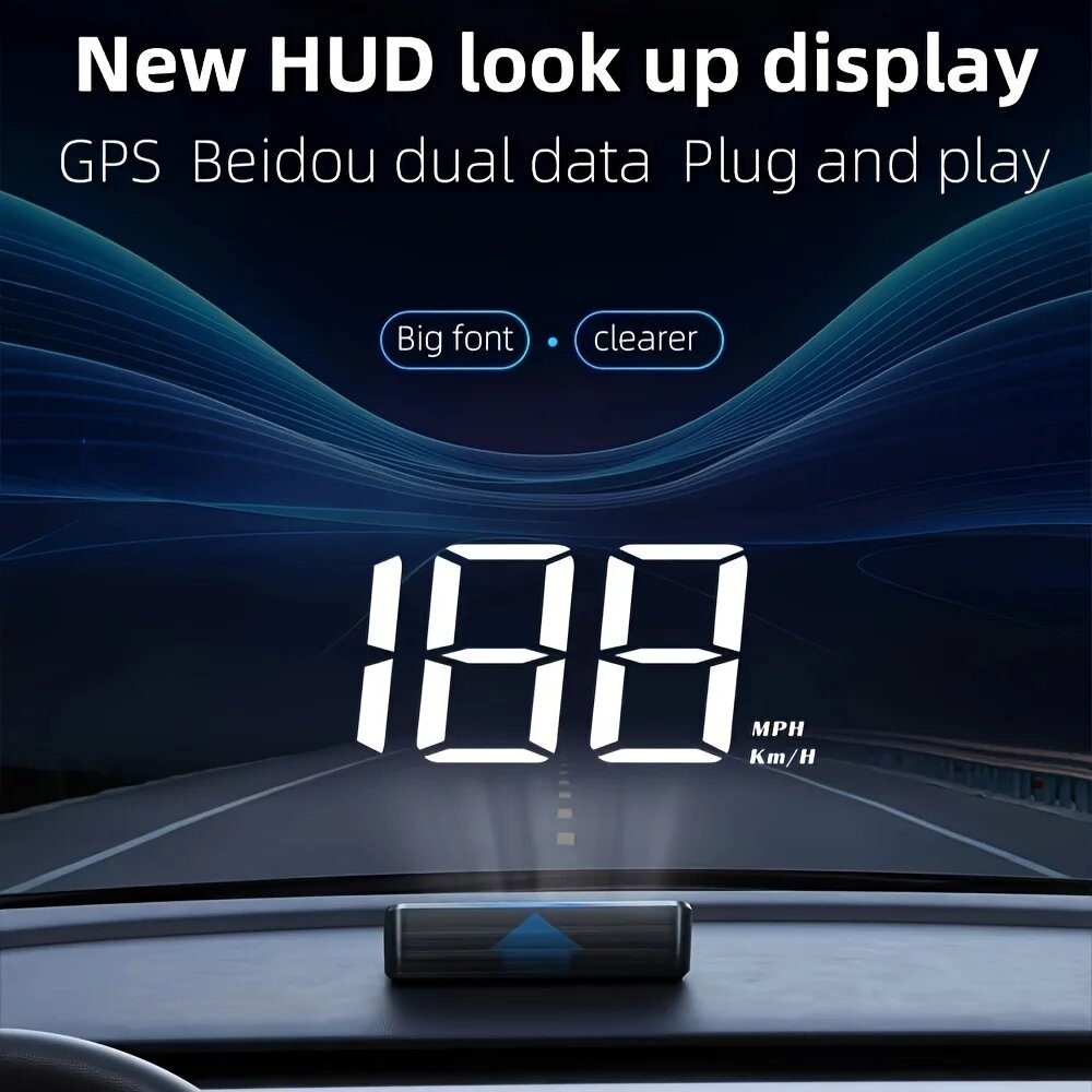 Универсальный автомобильный спидометр HUD GPS, проекционный дисплей на лобовом стекле, цифровой дисплей скорости KMH для транспортных средств, грузовиков, авто