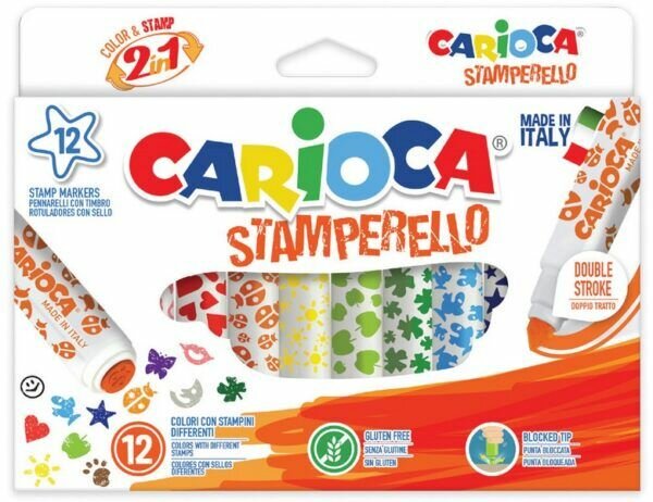 CARIOCA Stamperello набор фломастеров со штампами, 12 цветов, арт. 42240