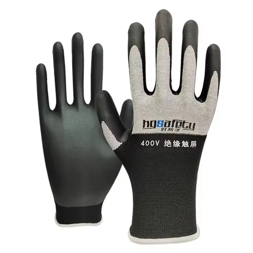 Изолирующие перчатки для электрика 400В, черные