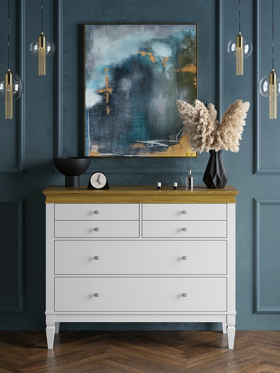 Комод для спальни Ольса-С 042 (белый лак-антик 24)