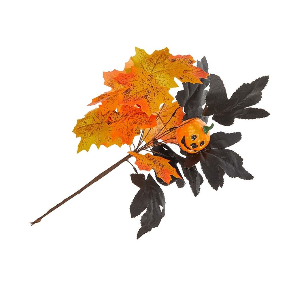Черные искусственные цветы для украшения на Хэллоуин, ветка кленового листа