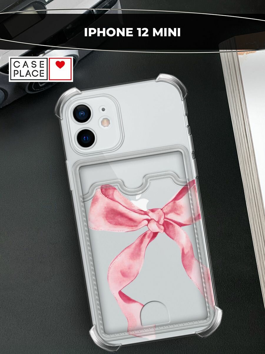 Чехол на Apple iPhone 12 mini (Айфон 12 Мини) с картой и принтом Акварельный бант