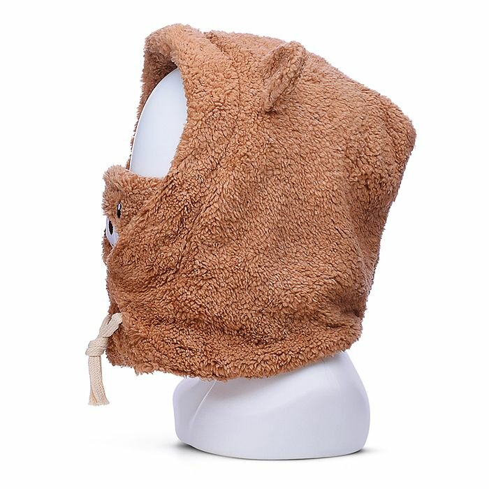 Шапка карнавальная Oubaoloon "Мишка" коричневая, меховая, 50 см