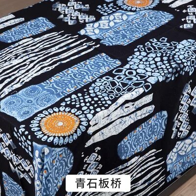 Льняная хлопковая ткань с принтом "африканские женщины", Ocelot Темно-синий, jlfz527