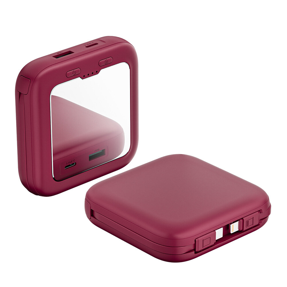 Зеркало для макияжа со встроенным кабелем, мини-павербанк с сертификацией 3C, портативное зарядное устройство с большой емкостью 10000 мАч, подарок