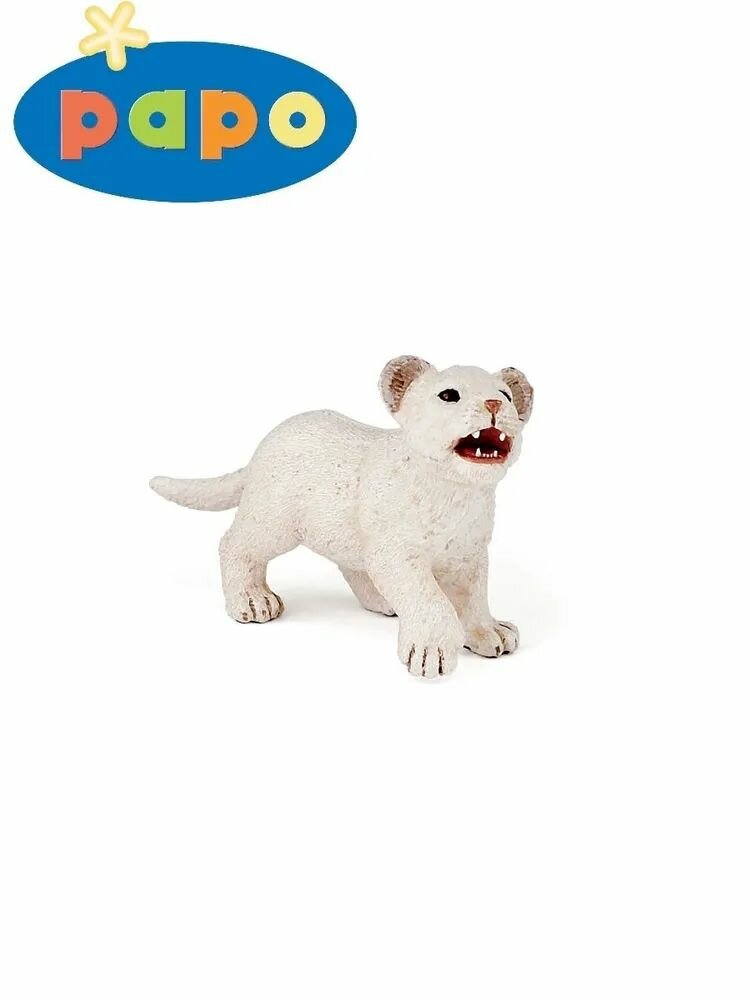 Фигурка "Белый львенок" PAPO, статичная, ручная роспись, разноцветный, 10 см