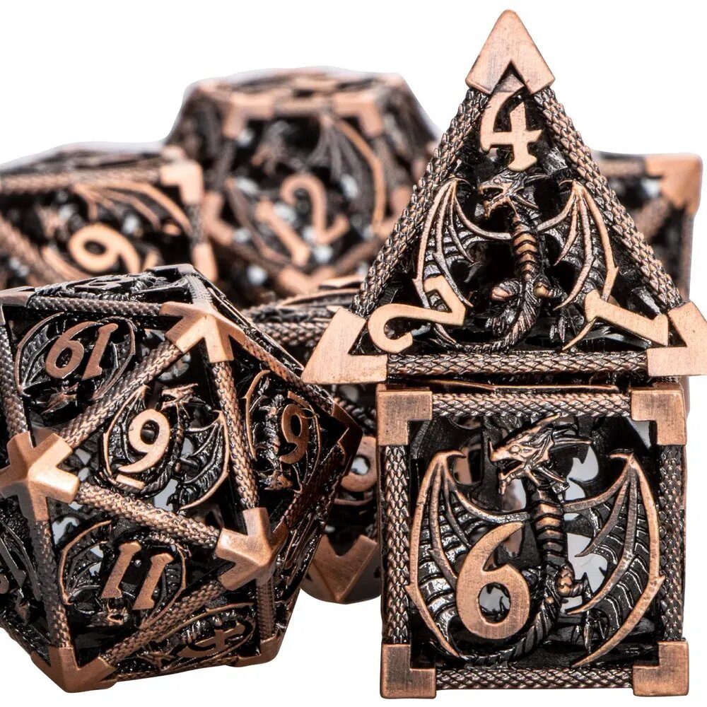 Кубики для DnD (ДнД) 7 шт Металлические , Кости игральные Дайсы, Классический набор дайсов Dungeons & DragonsРолевая игра , Pathfinder, настольные игры