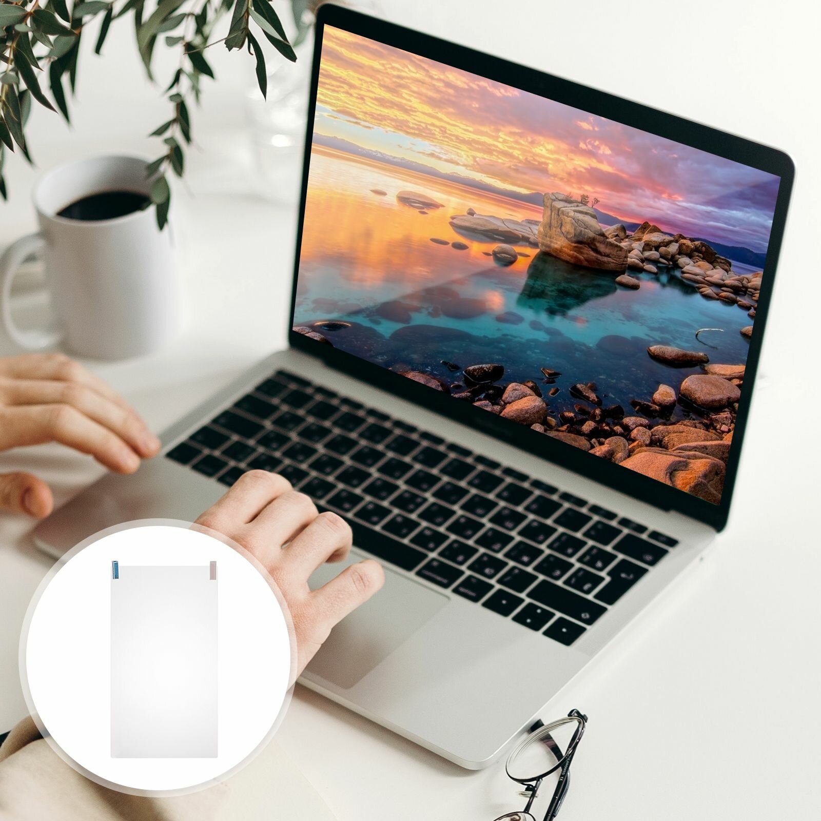 Защитная пэт пленка для ноутбука, белая, с антибликовым и антицарапающим эффектом