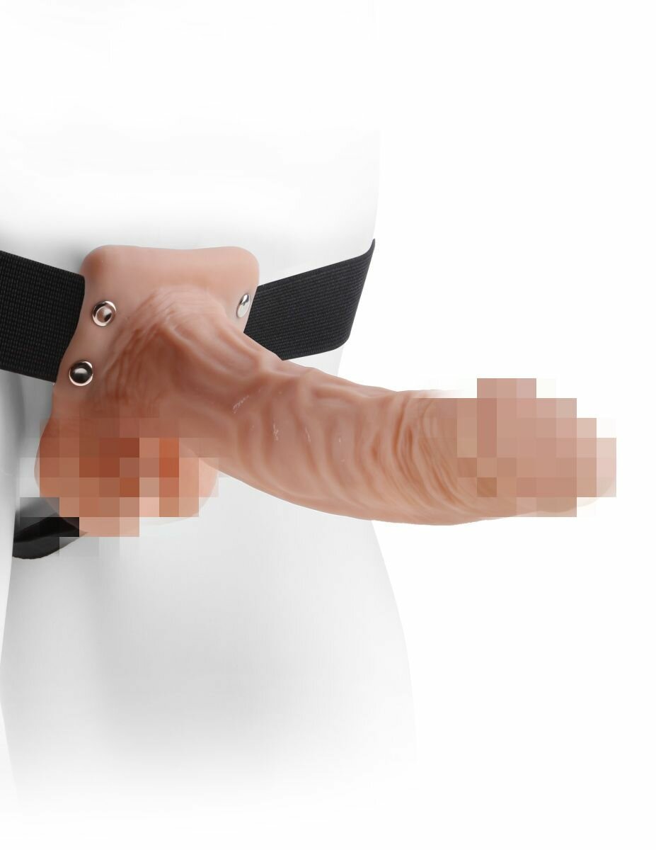 Полый страпон Hollow Strap-On with Balls - 18,9 см, Pipedream, телесный