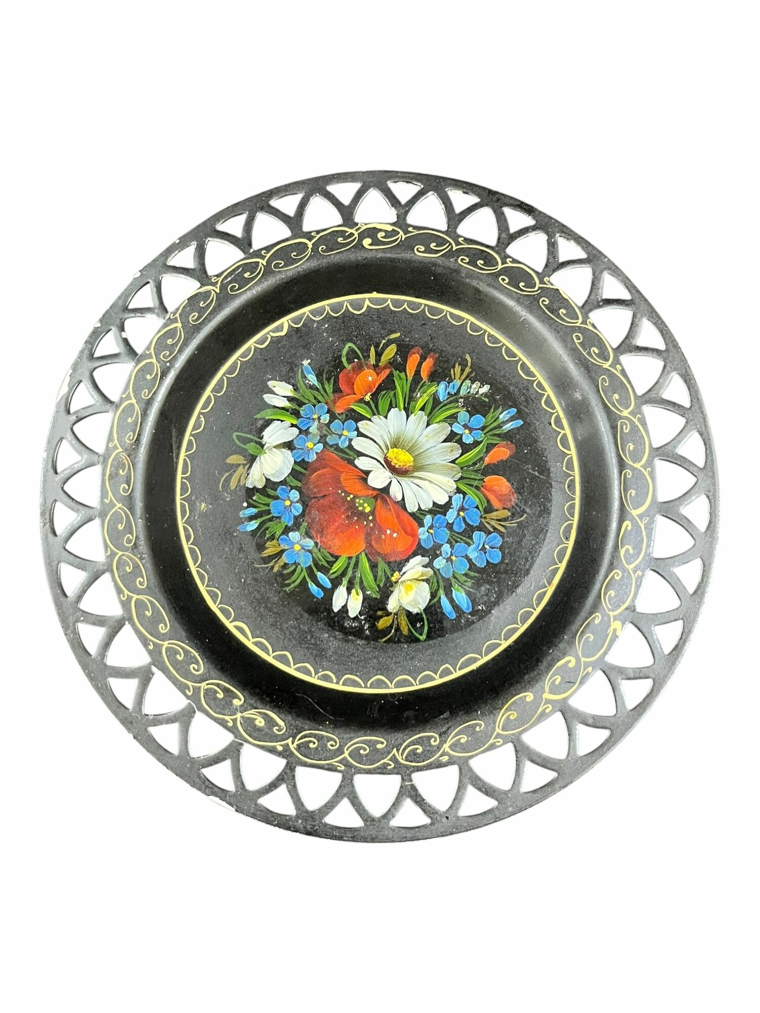 Советский поднос жестяной, ручная роспись. Сделано в СССР