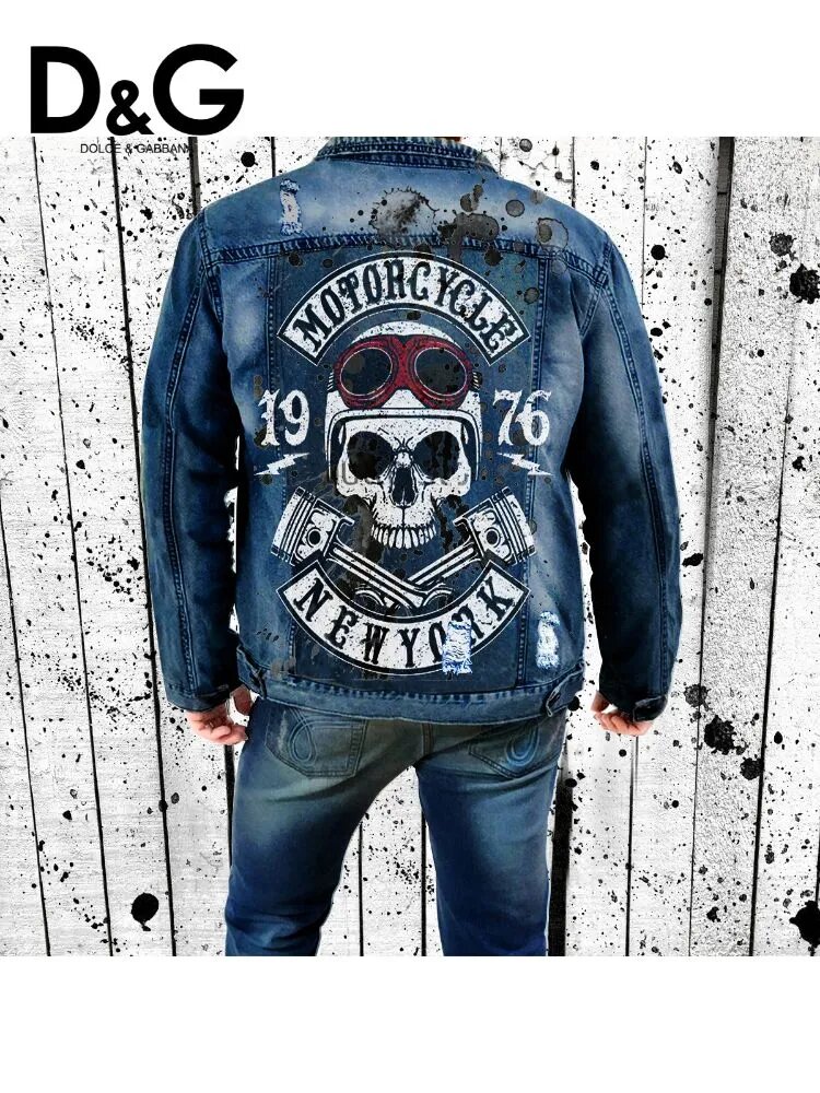 Куртка Dolce&Gabbana Мужская джинсовая куртка в стиле ретро-панк-Свободный крой, винтажный дизайн, премиум качество