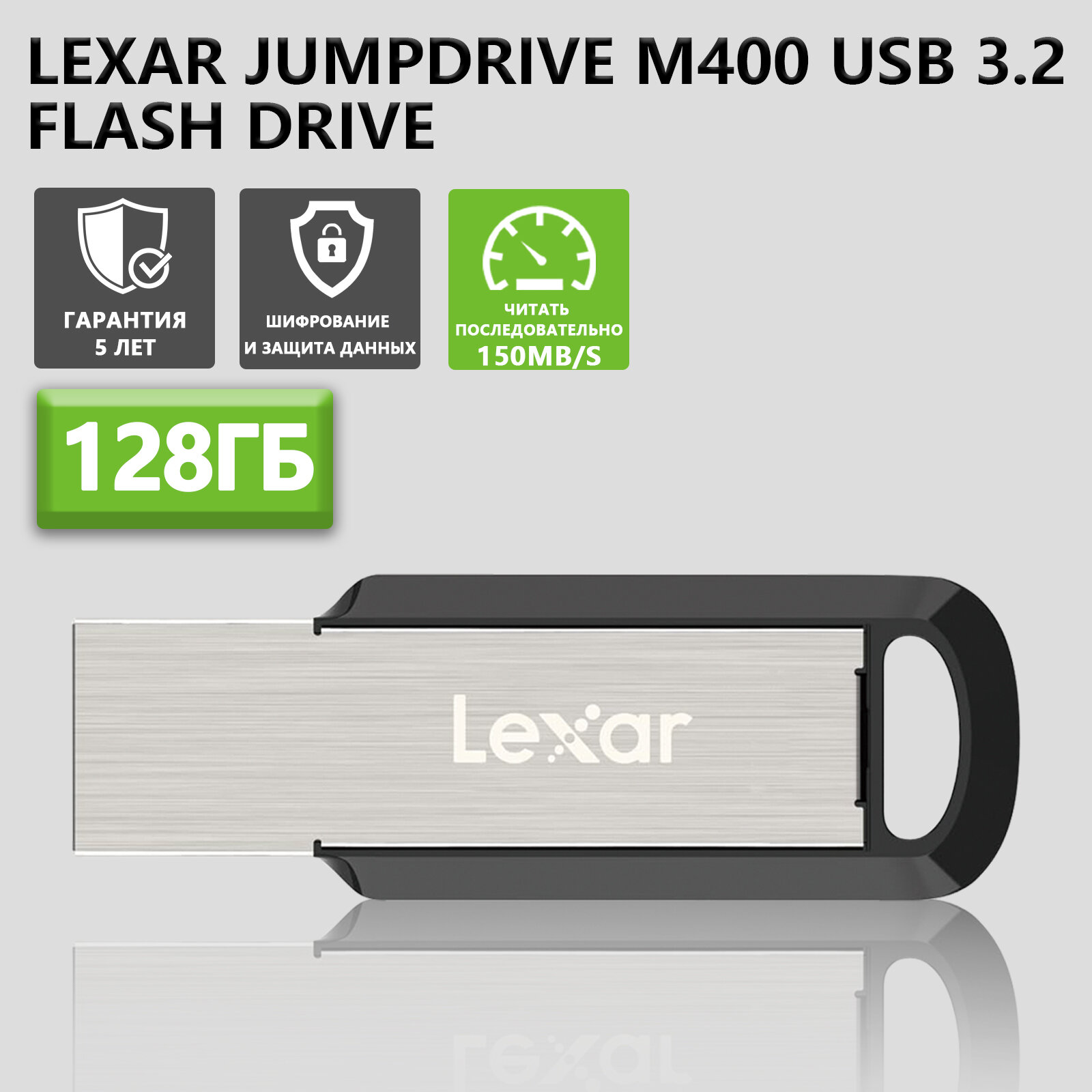 Lexar JumpDrive M400 USB 3.2 128 ГБ зашифрованный флеш-накопитель