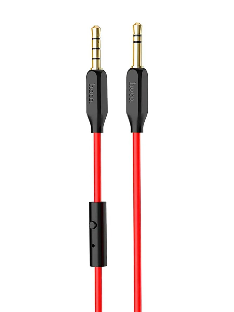 Аудиосоединитель Hoco UPA12 AUX 3.5мм-3.5мм Jack, с микрофоном, 1 метр, черный / кабель для наушников / провод аукс в машину