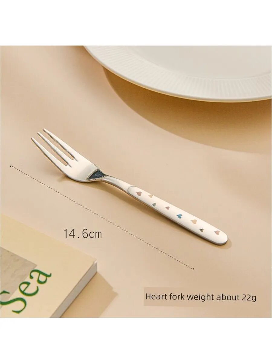 Детская вилка из стали 316 с сердечком, мультяшка