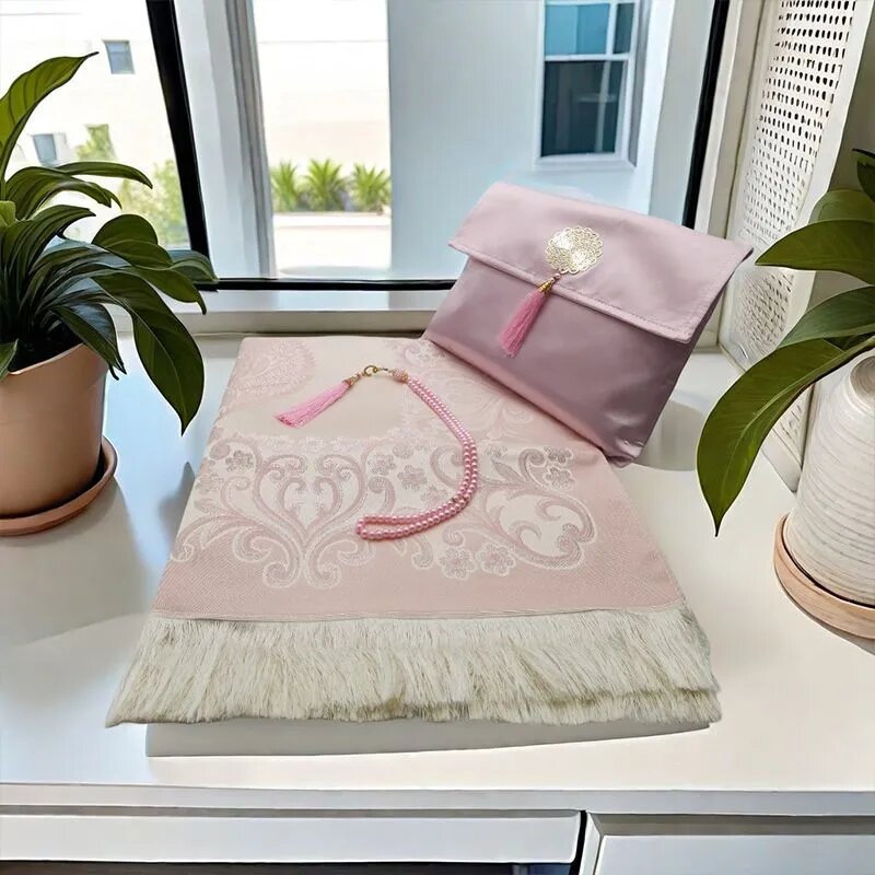 Мусульманских Дорожный молитвенный коврик для намаза (намазлык) с молитвенными бусинами и сумкой для хранения,110 см х 70 см, Набор из 3-х