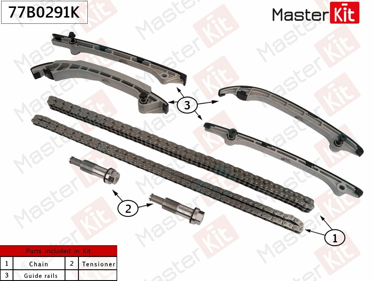 Комплект цепи ГРМ LAND ROVER/RANGE ROVER III LM/IV LG 4.4 448DT MasterKit 77B0291K