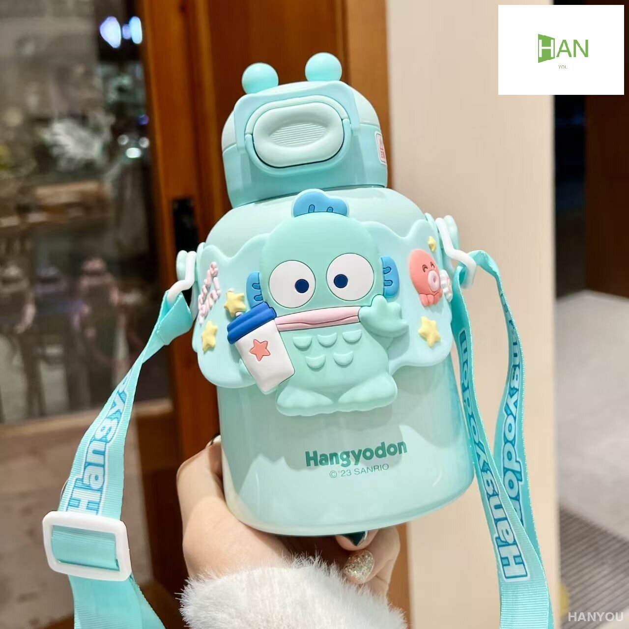 Эксклюзивная переносная кружка для детей Little Fishman 0,48 мл комплектуется соломинкой
