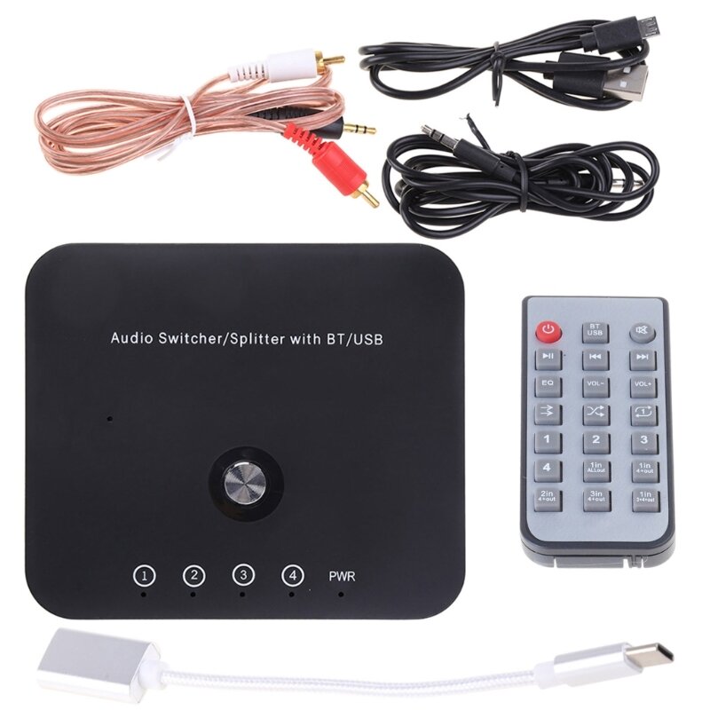 HIFI-4 Порта 3,5 мм 3 в 1 Стерео-Переключатель Aux Беспроводной Музыкальный Приемник, совместимый с Bluetooth Аудиоадаптер 5.0 Многофункциональный
