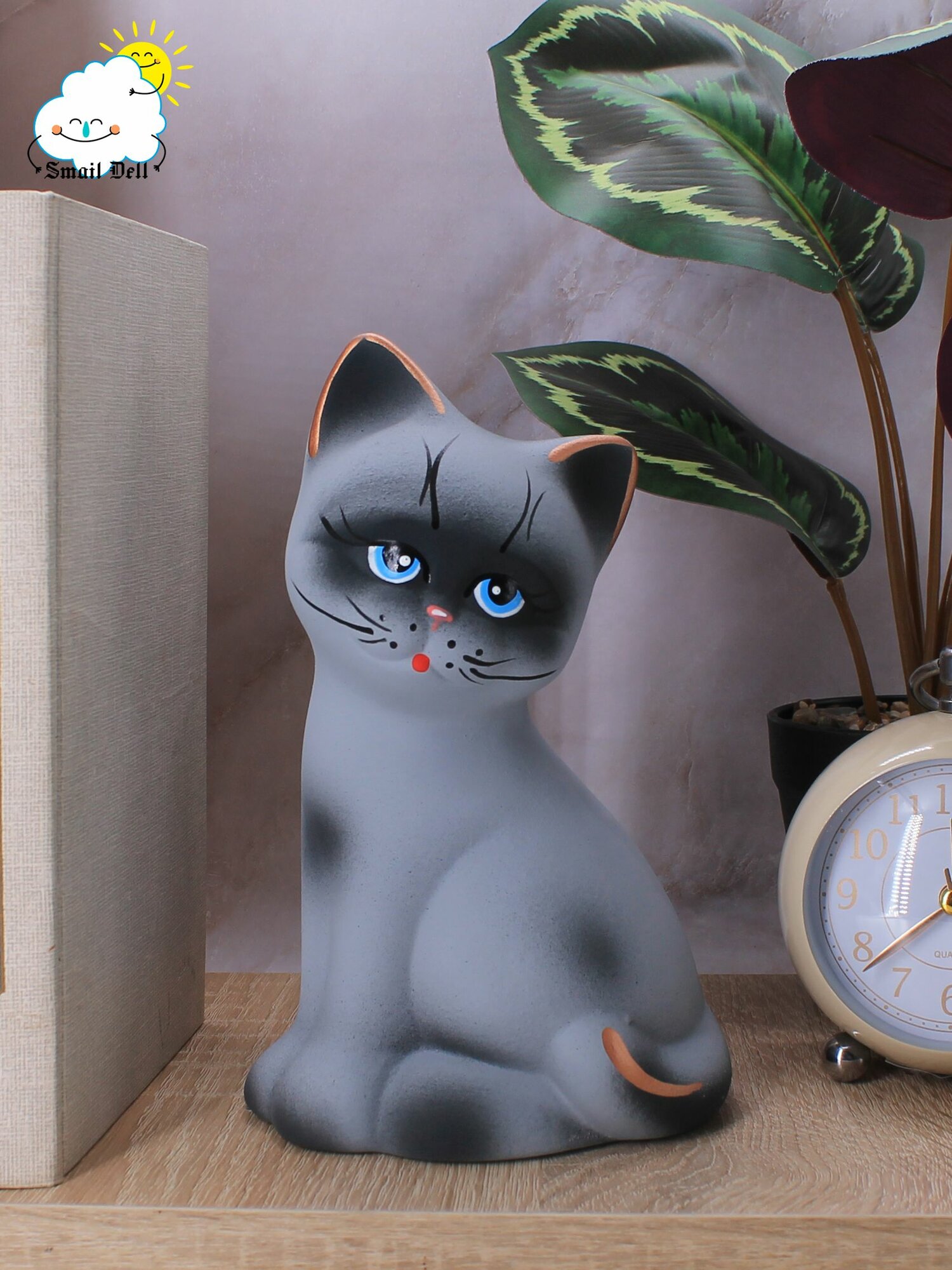 Статуэтка копилка Котенок Гафф ,18 см, керамика, цвет серый с черным подпалом