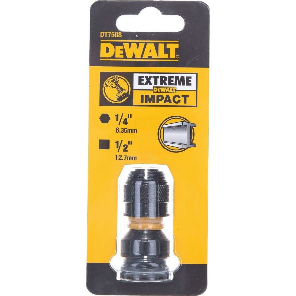 Адаптер для ударных гайковертов шестигранник 1/4”F - квадрат 1/2”F DEWALT DT7508