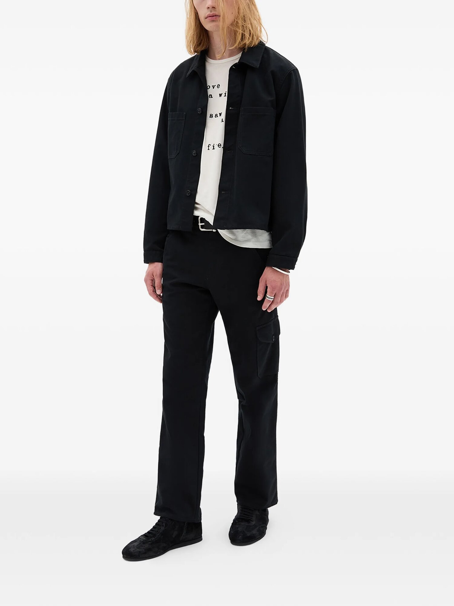 Куртка Ann Demeulemeester Boxy-fit shirt jacket, размер 46, black/black — фото 1