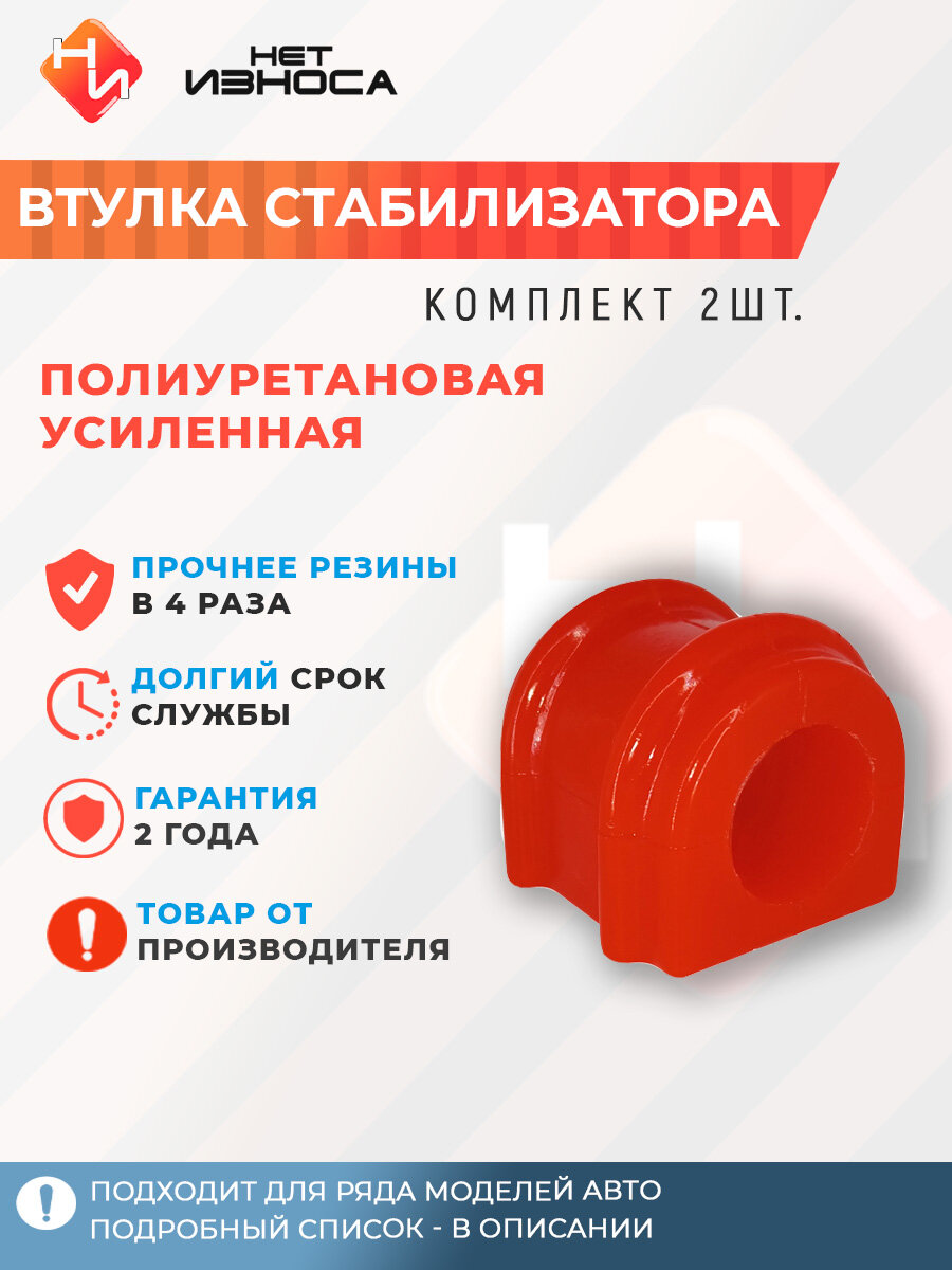 Втулка штанги стабилизатора, передняя - задняя подвеска NB721-2 полиуретановая усиленная A65R32-40, A64R42, 2705-393