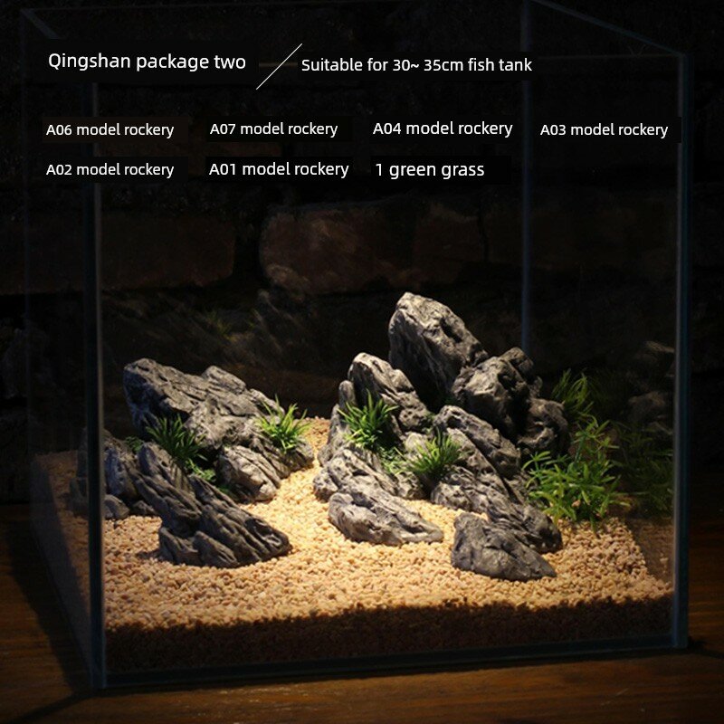 Декор для аквариума: искусственный камень «Зеленый дракон», ландшафтный комплект для аквариума, имитация ручья, малые