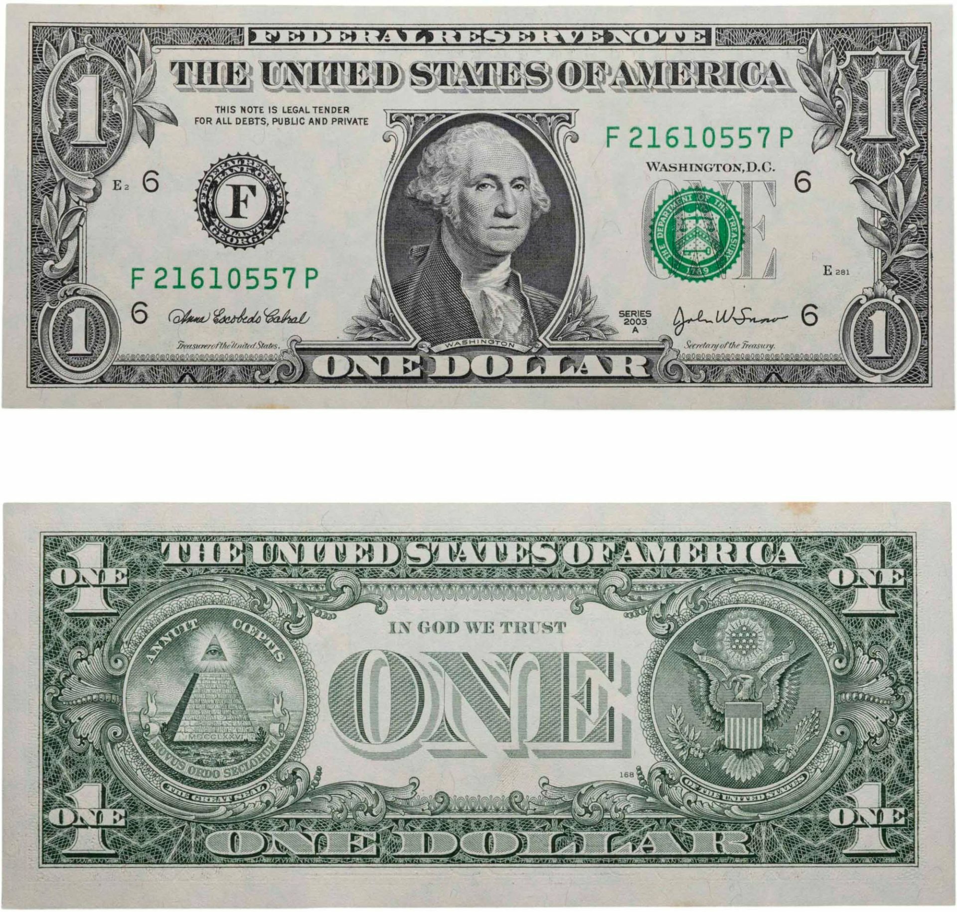 США 1 доллар 2003А Pick 515b F-Атланта