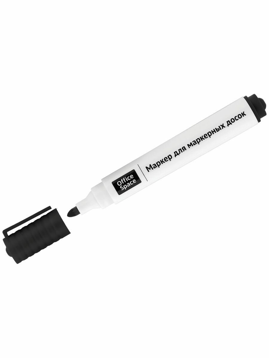Маркер для белых досок черный, пулевидный, 3мм (12 шт), WBM_85433