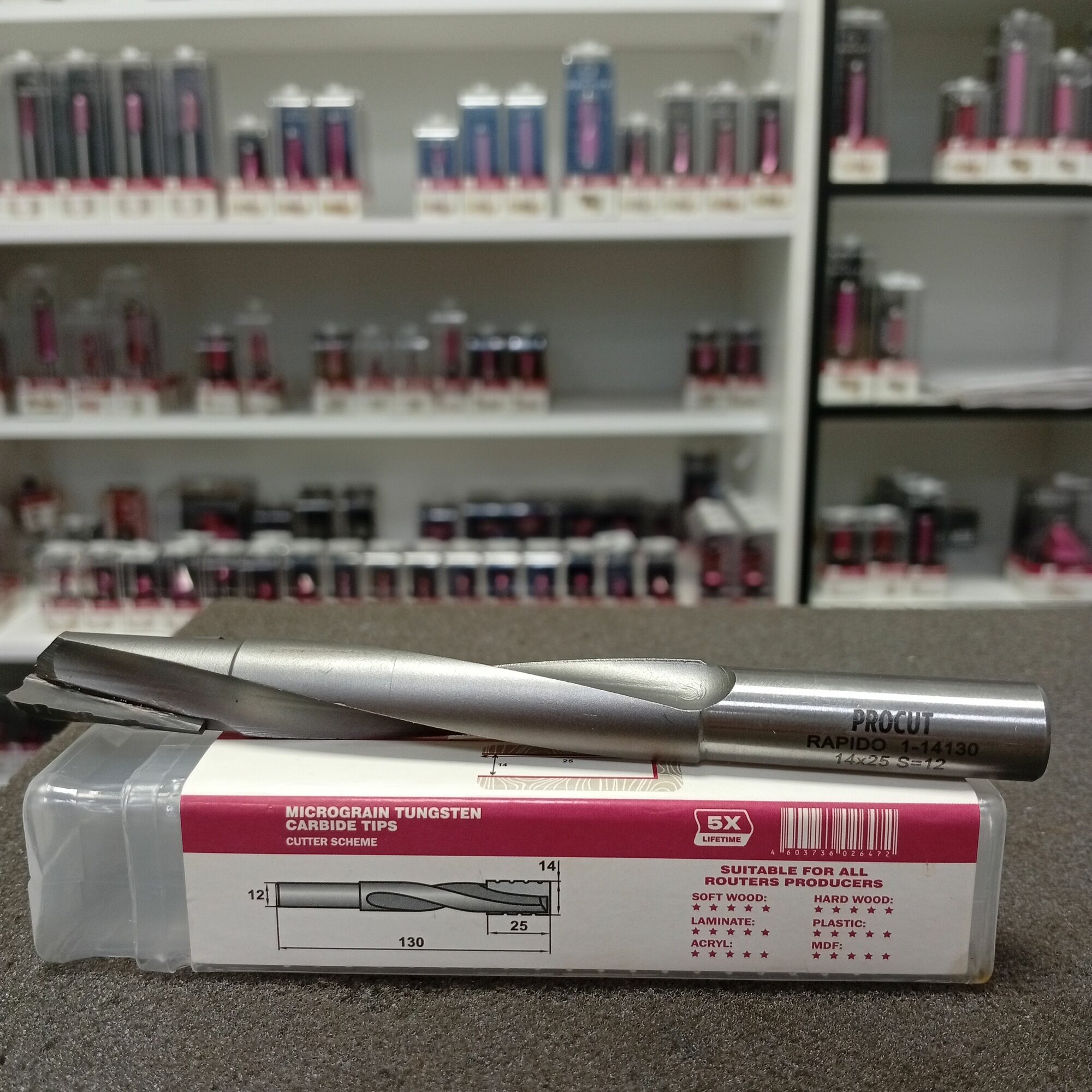 Фреза для врезания замков 14 мм длинная ( проф. серия) D 14x25x130 S 12 PROCUT RAPIDO